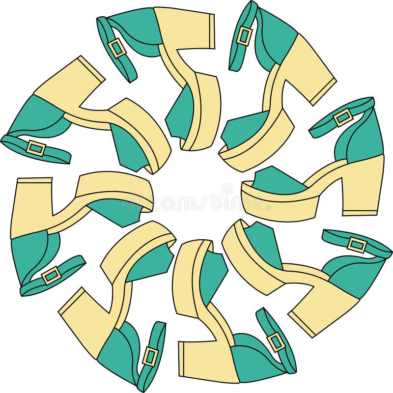 Set of Different Color Shoes in Circle Stock Illustration ...