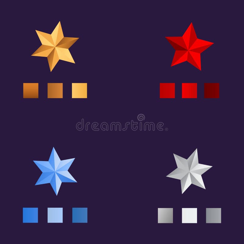 Set of Different Color Stars with Gradian. Vector Illustration Stock ...