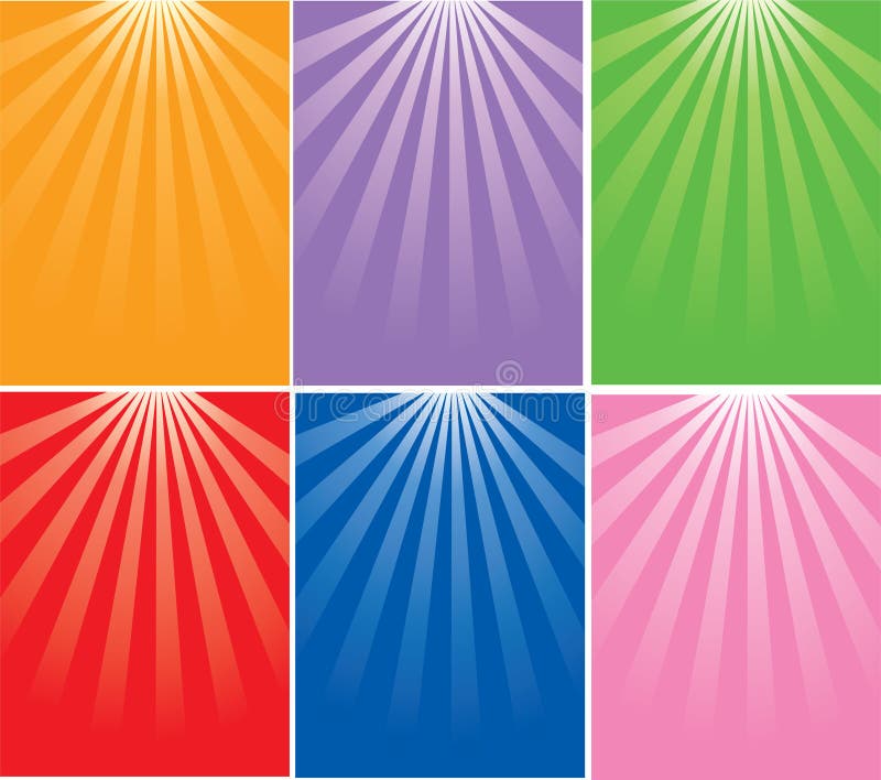 Set of Different Color Sunburst Rays Stock Vector - Illustration of ...