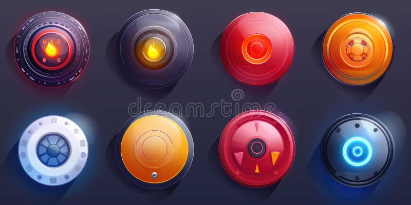 A Set of Different Colored Buttons on a Black Background. Ideal for Web ...