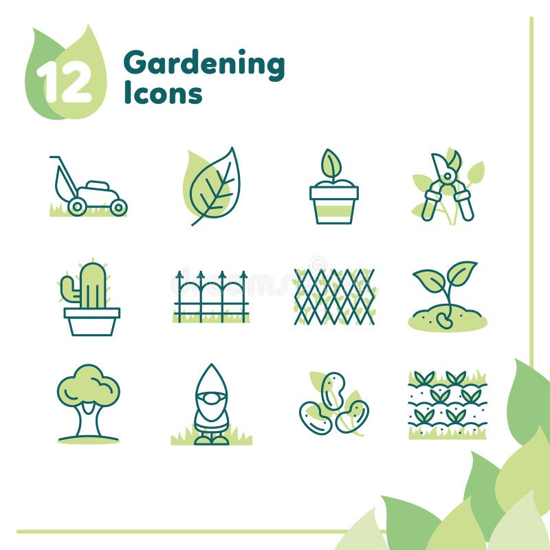Set of Different Colored Gardening Icons Vector Stock Vector ...