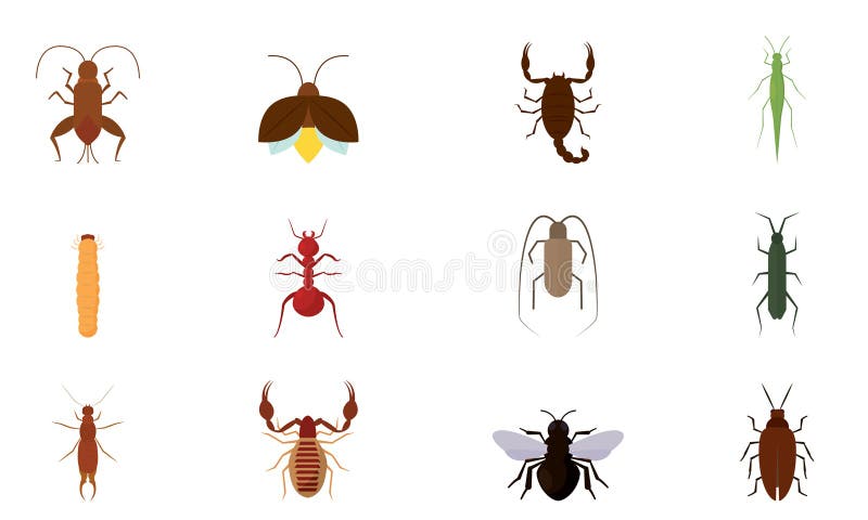 Set of Different Colored Insect Icons Vector Stock Vector ...