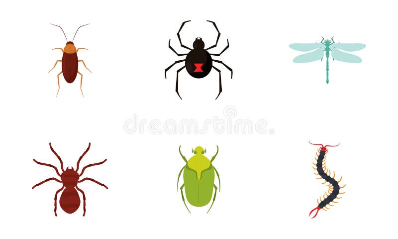 Set of Different Colored Insect Icons Vector Stock Vector ...