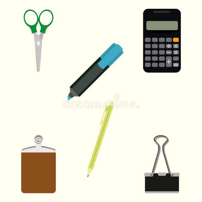 Set Office Stationery Math Supplies Stock Illustrations – 237 Set ...