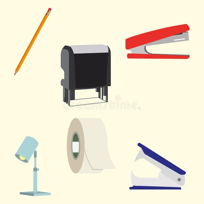 Set of Different Colored Office Supplies Icons Vector Stock Vector ...