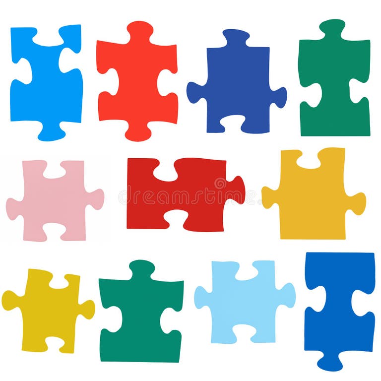Set of Different Colored Puzzle Pieces Stock Image - Image of linking ...