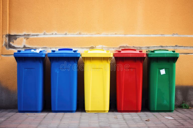 Set of Different Colored Recycling Bins for Sorting Stock Image - Image ...