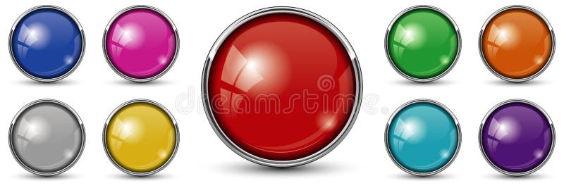 Set of Yellow Round Buttons with Contact Icons Isolated on White ...