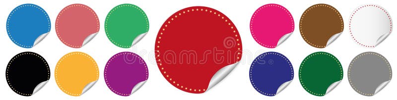 Set of Different Colored Round Sticker Banners on Transparent ...