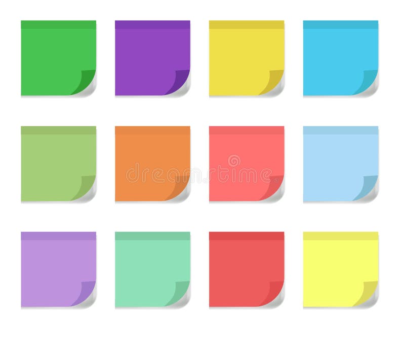 Set Different Colored Sheets of Note Paper. Blank Post for Message, To ...