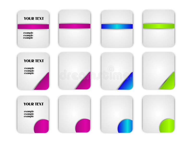 Set of Different Colored Stickers Stock Illustration - Illustration of ...