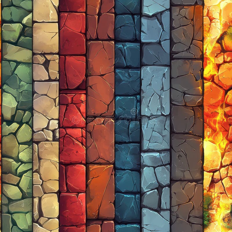 A Set of Different Colored Stone Textures Displaying a Variety of ...