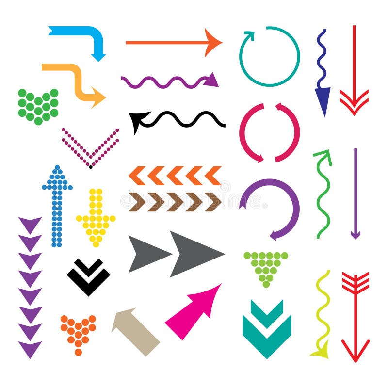 Set of Different Curve Arrows, Black Collection. Vector Stock ...