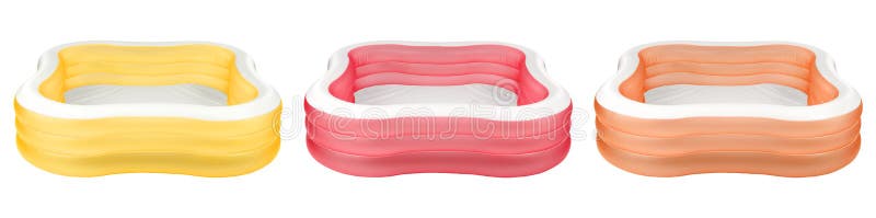 Set with Different Colorful Inflatable Rubber Pools on White Background ...