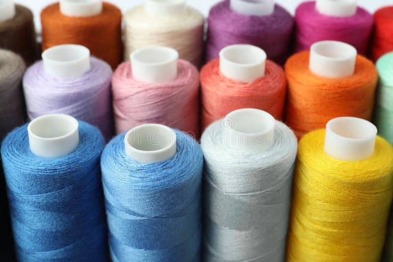 Set of Different Colorful Sewing Threads, Closeup Stock Photo - Image ...
