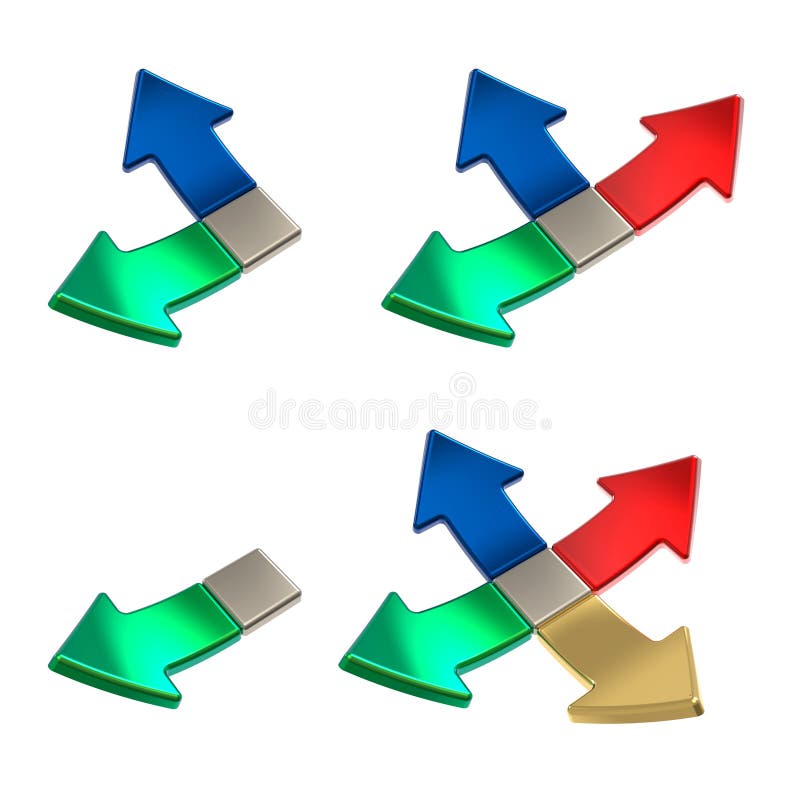 Set Different Colors Arrows Pointing from the Center. Stock ...