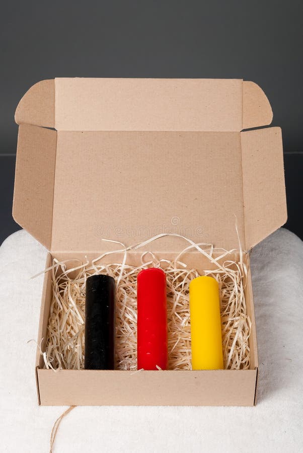 Set of Different Colors Candles in Box Stock Photo - Image of yellow ...