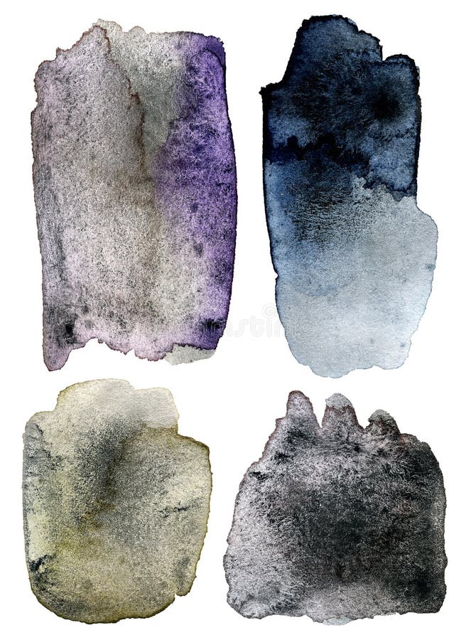 The Set of Different Colors Hand-drawn Random Watercolor Stains with ...