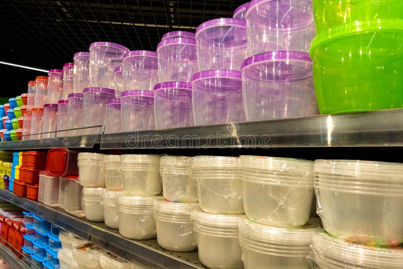 Colorful Plastic Boxes Stacked One upon the Other. Multi-colored ...