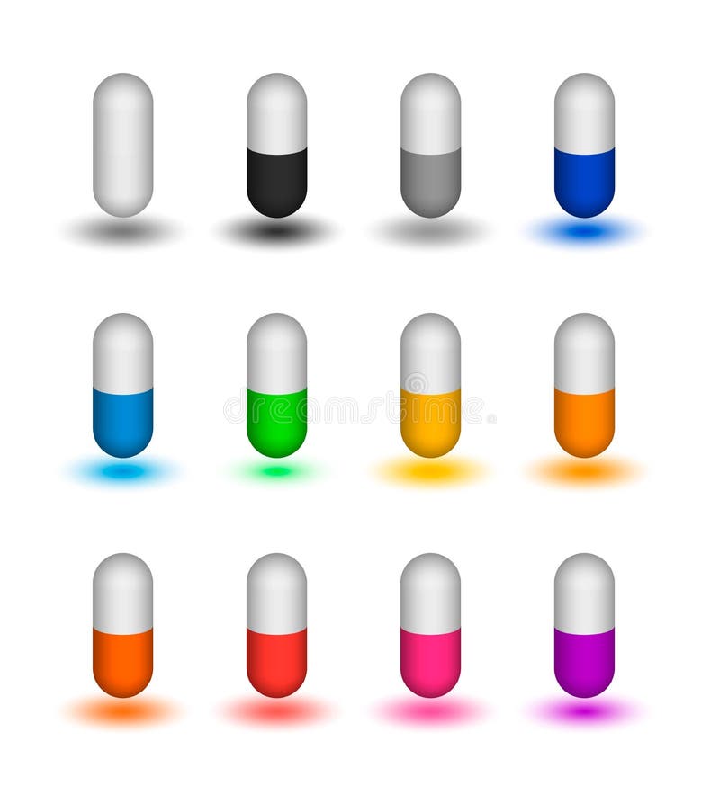 Set of Different Colours Pills Stock Vector - Illustration of ...