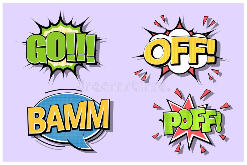 Comic Style Sounds Set. Vector Image Stock Vector - Illustration of ...