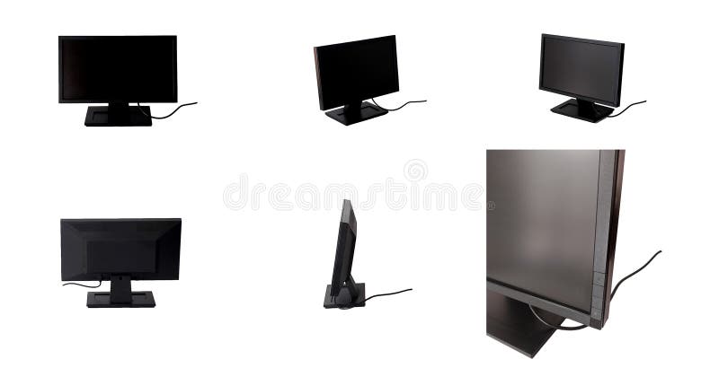 Set of Different Computer Monitors Front, Back, Angled and Side Views ...