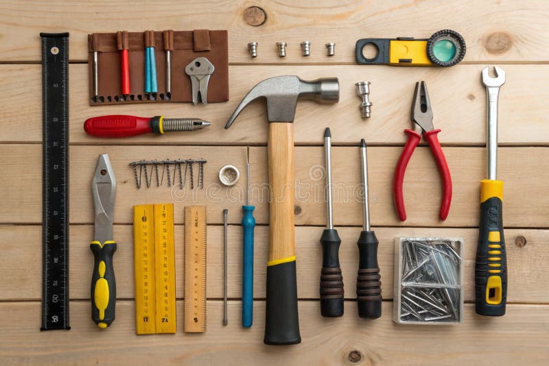 Set of Different Construction Tools and Materials Stock Illustration ...