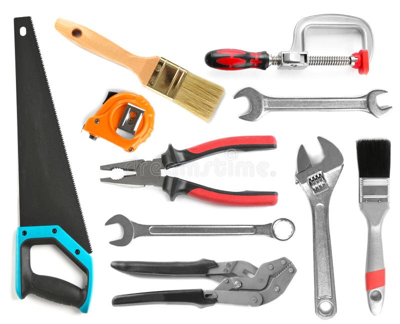 Set with Different Construction Tools Stock Photo - Image of handsaw ...