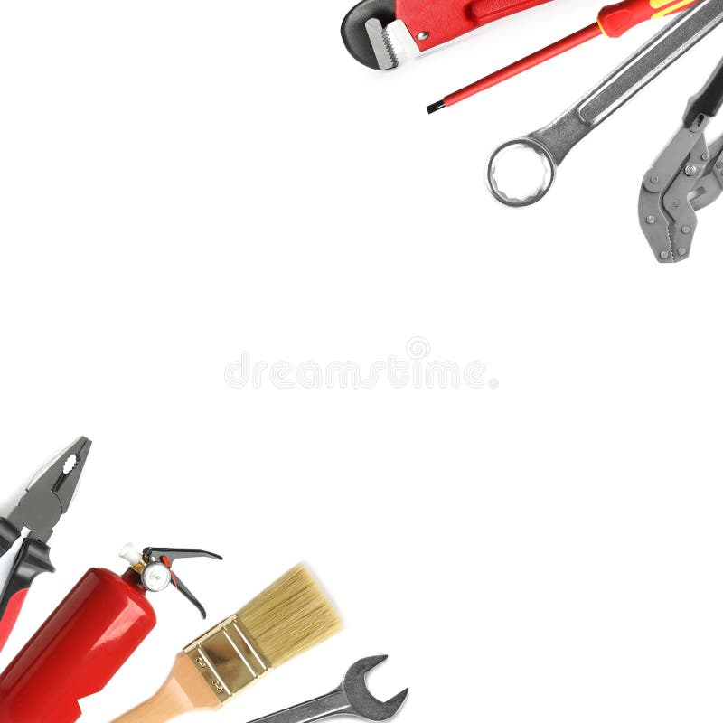 Set with Different Construction Tools on Background Stock Image - Image ...