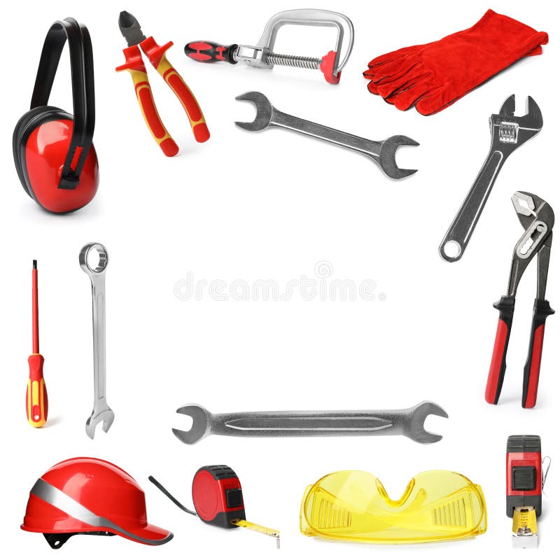 Set with Different Construction Tools on Background Stock Image - Image ...