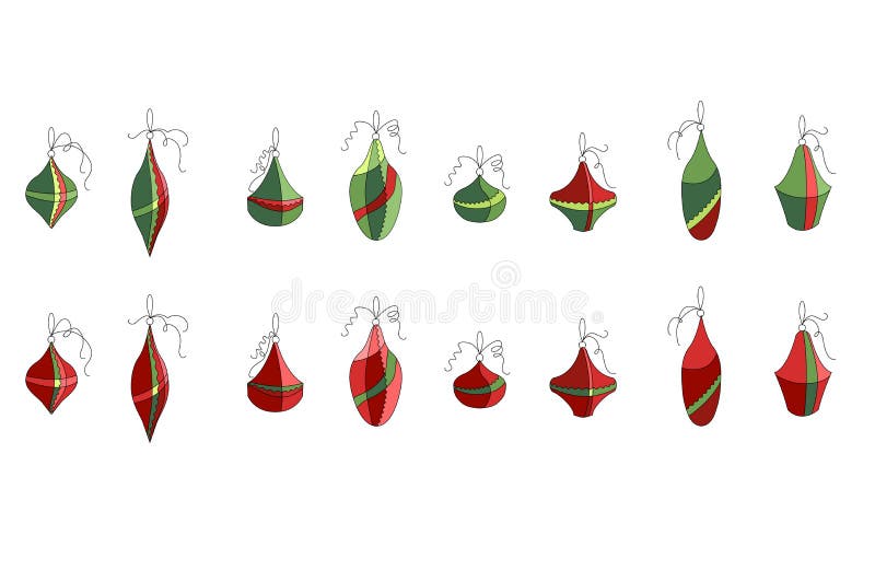 Set of Different Contour Christmas Decoration Stock Vector ...