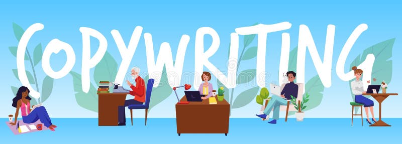 Set of Different Copywriter Characters Flat Style, Vector Illustration ...