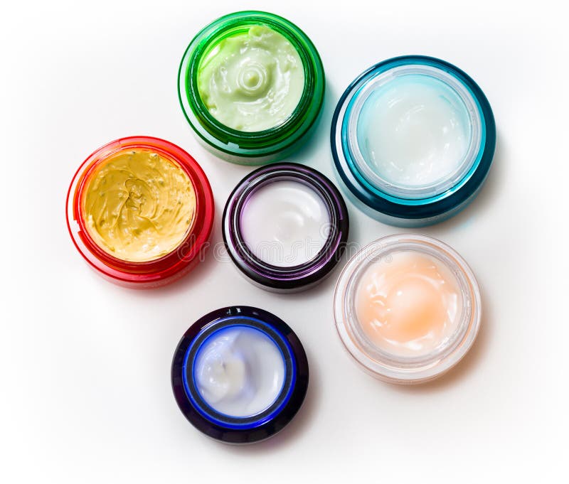 Set of Different Cosmetics Cream Stock Photo - Image of circle ...