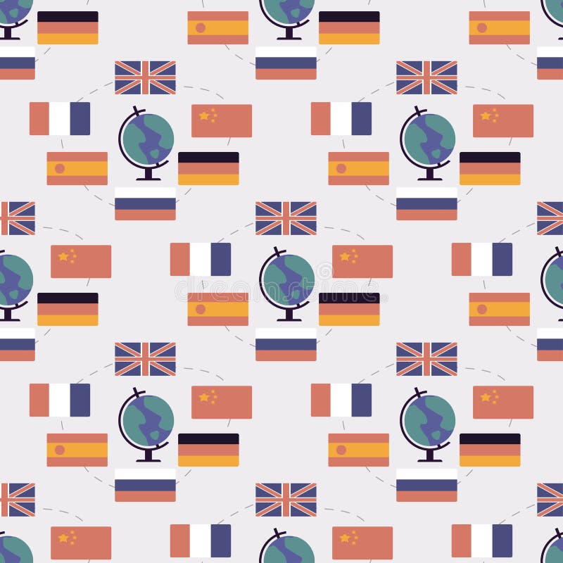 Set of Different Countries Flags. Various National Languages. Template ...