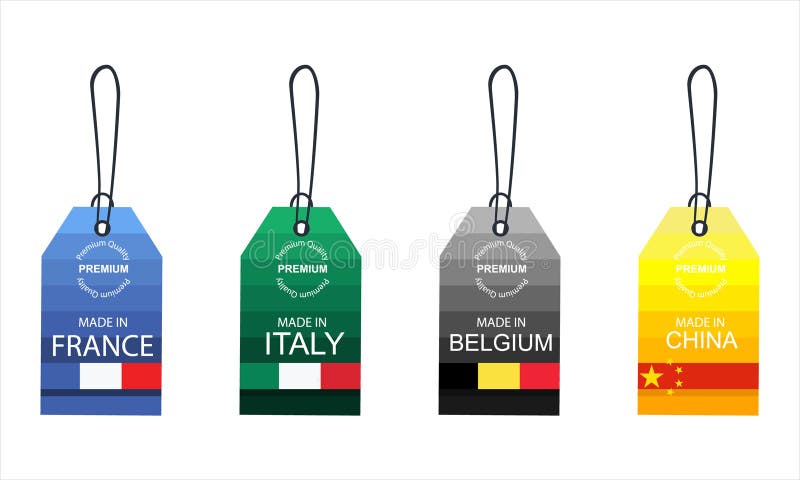 Set of Different Country Labels. Made in Badges with Flags Stock ...