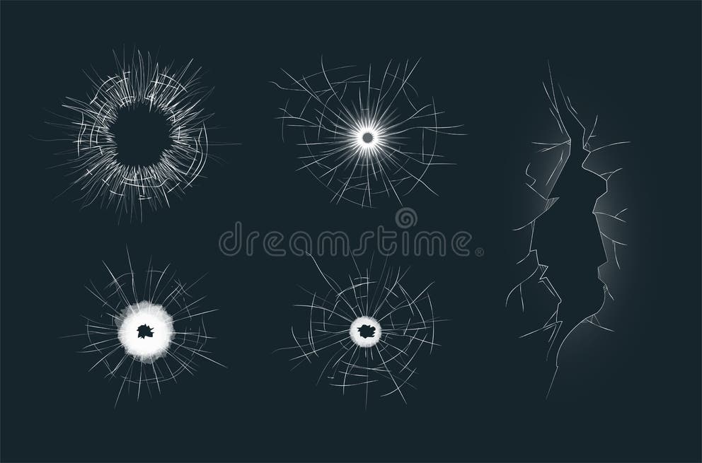 Set of 5 Different Crack Effects Stock Vector - Illustration of black ...