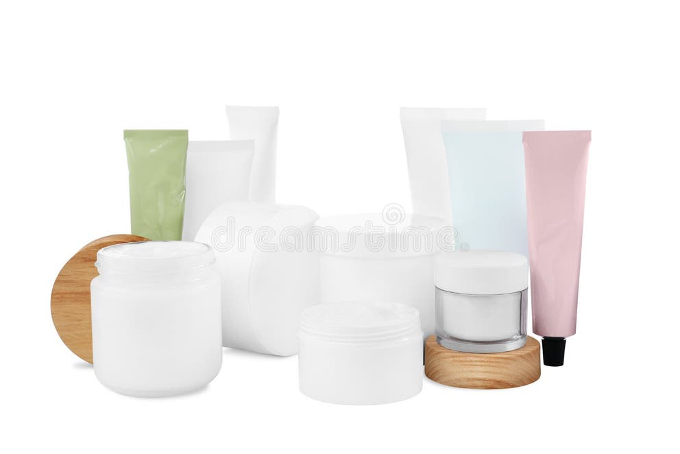 Set of Different Creams on White Background Stock Image - Image of ...