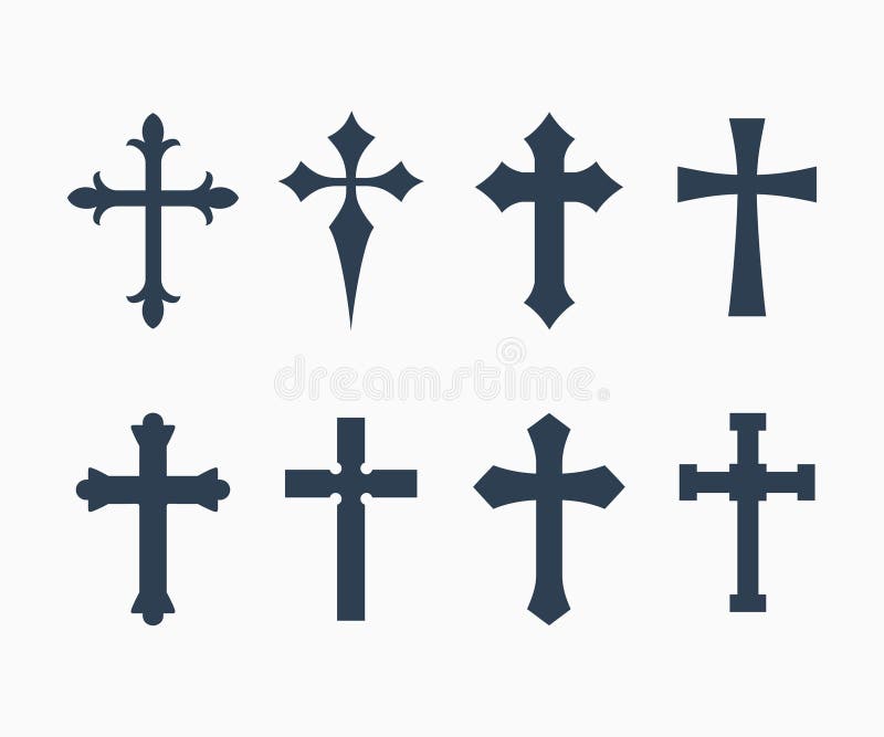 A Set of Different Cross Icons. Christian Cross Vector Symbol Flat ...