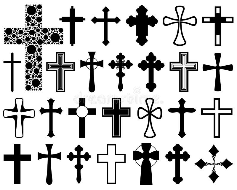 Different Crosses Drawn on a Gradient with Different Colors. Stock ...