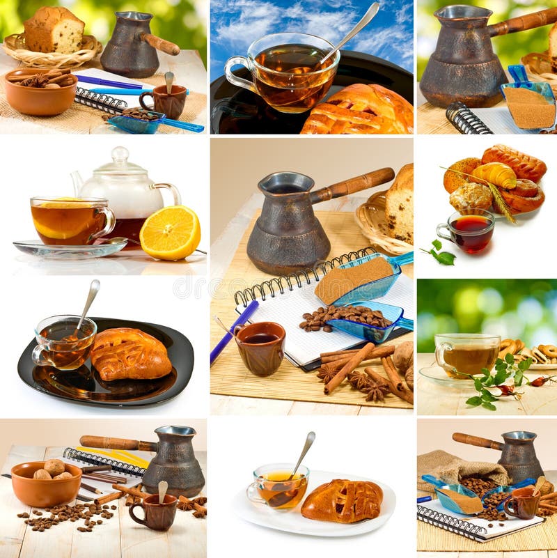 Set with Different Cups of Coffee and Tea Stock Image - Image of grain ...