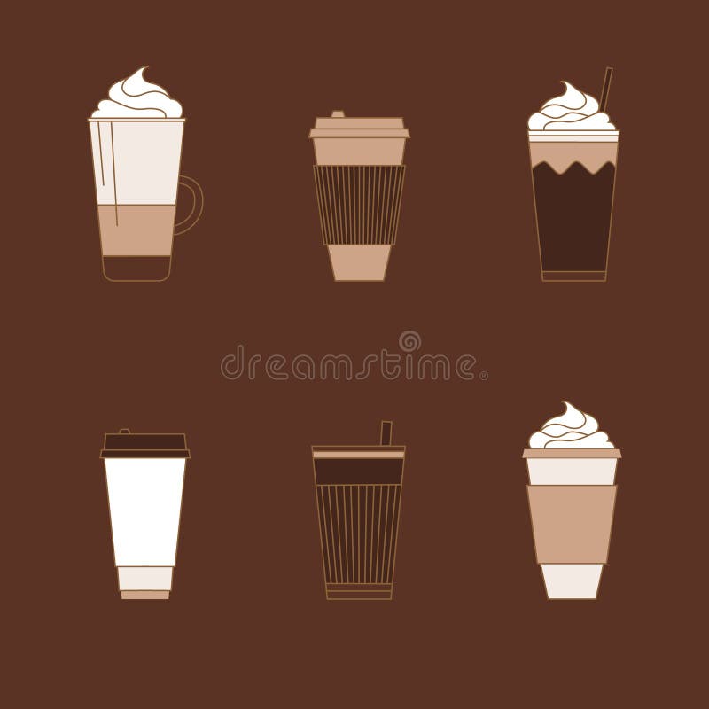 Set of Different Cups of Coffee. Vector Illustration Stock Vector ...