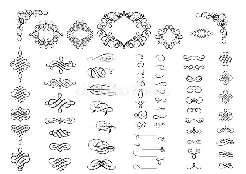 Set of Different Curvy Design Elements Stock Vector - Illustration of ...