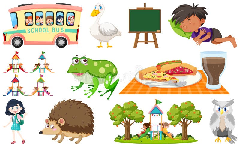 Set of Different Cute Kids and Objects Stock Vector - Illustration of ...