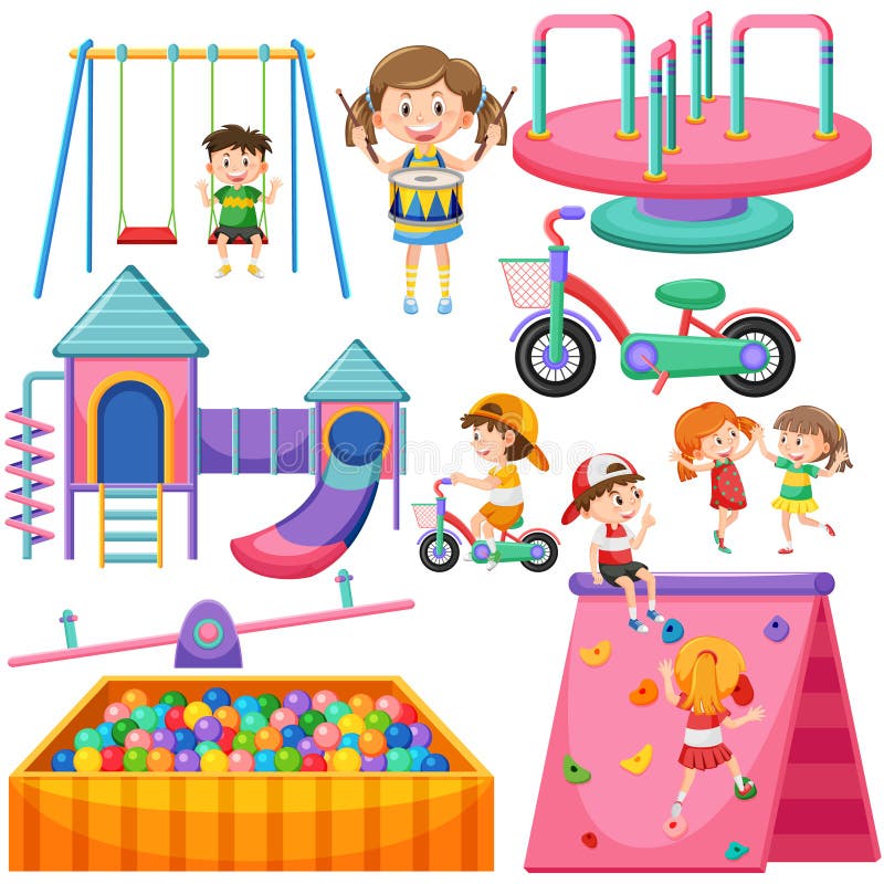 Set of Different Cute Kids and Objects Stock Vector - Illustration of ...