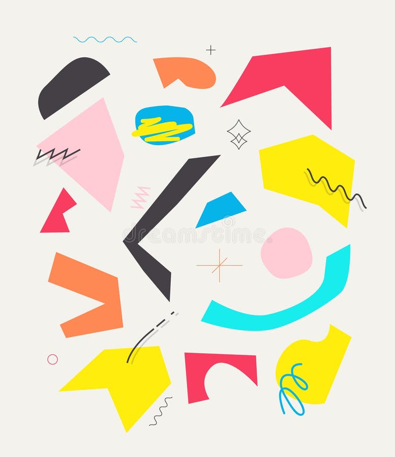 Set of Different Cutout Abstract Shapes. Collection of Geometric ...