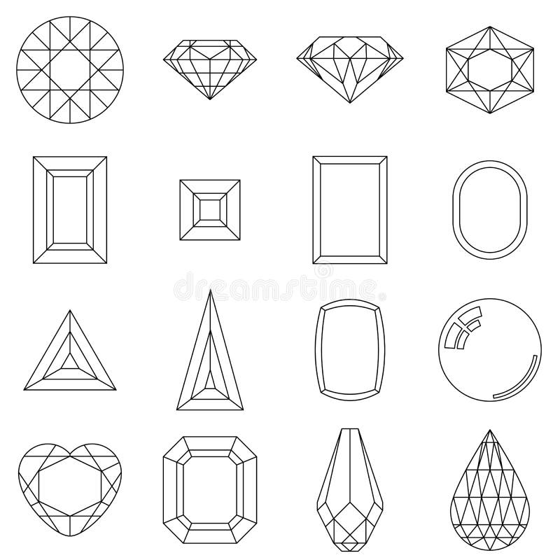 Set of Different Cuts of Gem Stones Stock Vector - Illustration of ...