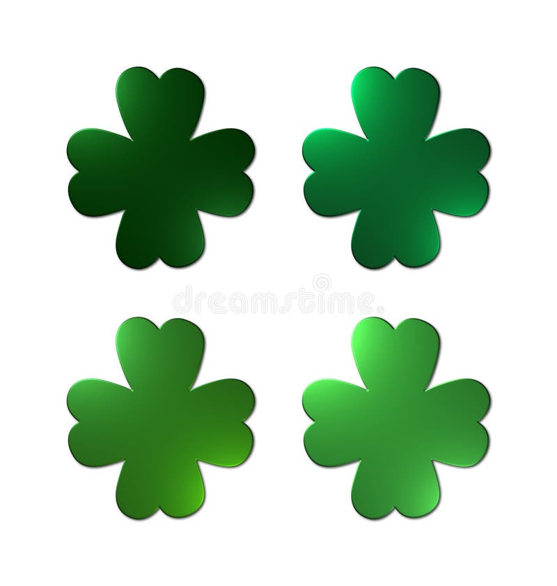A Set of 4 Different 3D Rendered Illustrations of Four Leaf Clover ...