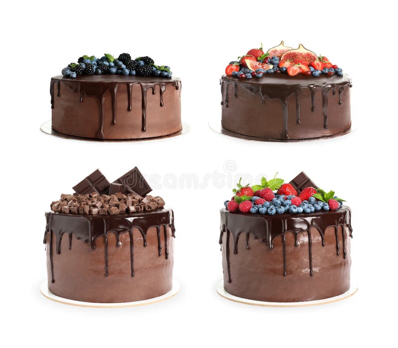 Set of Different Delicious Cakes Isolated Stock Photo - Image of ...