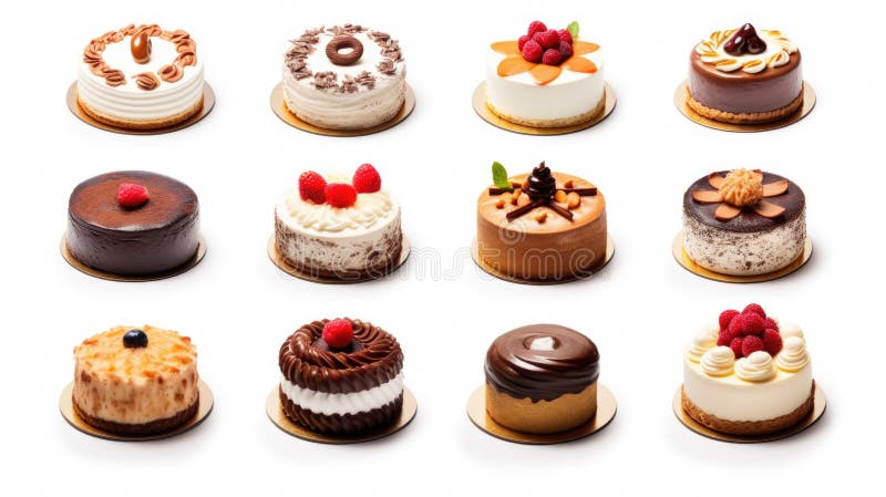 Set of Different Delicious Cakes Isolated on White Stock Photo - Image ...