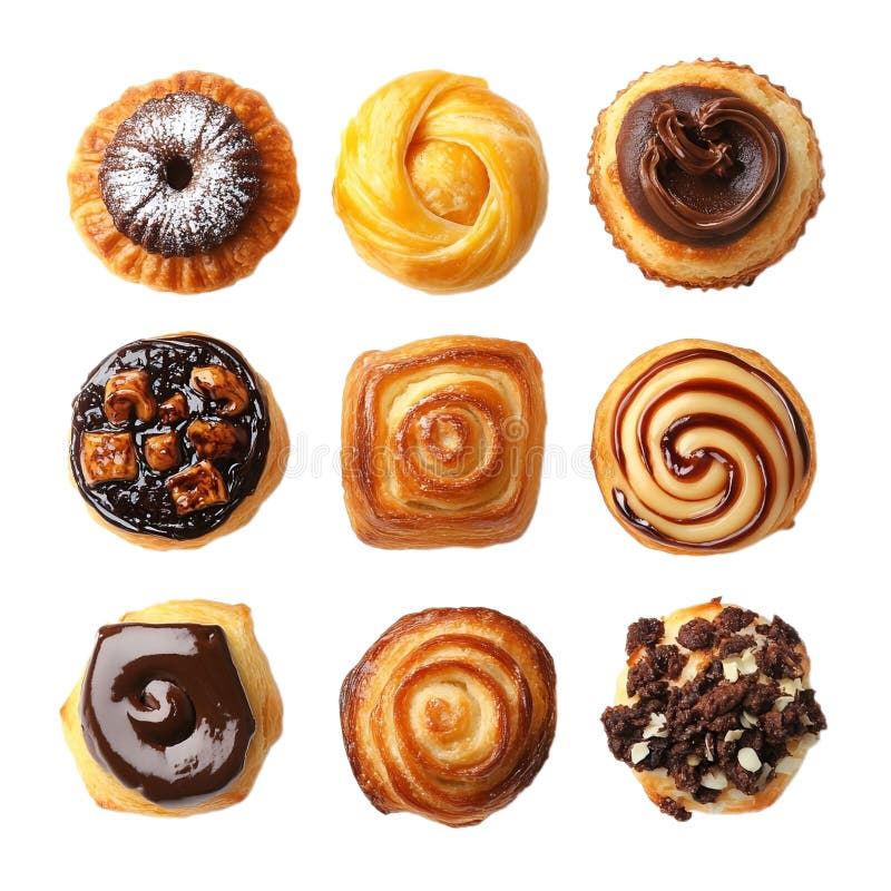 Set of Different Delicious Pastry on Transparent Background. Stock ...